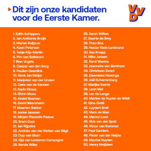 Onze kandidaten voor de Eerste Kamer - VVD